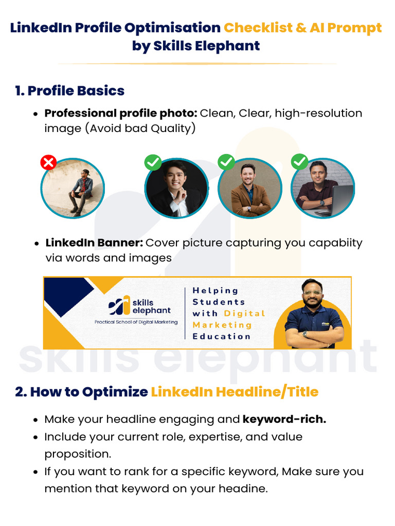 Linkedin Profile Optimisation Checklist | PDF