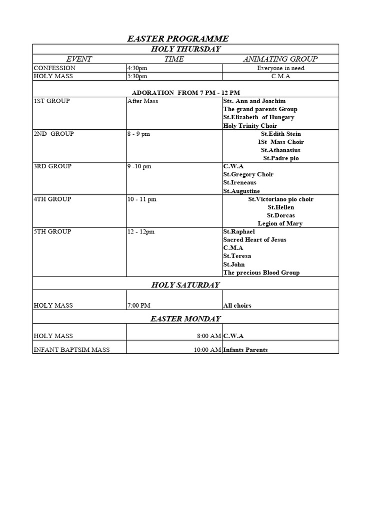 Easter Programme | PDF