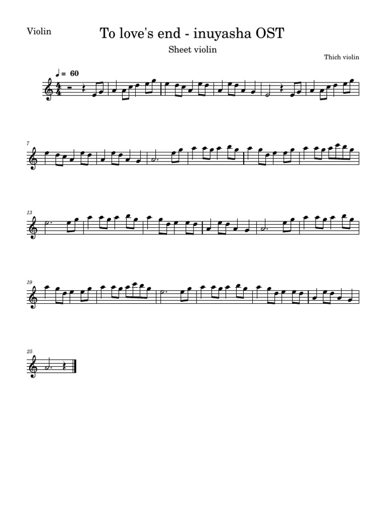 To Love's End Violin Sheet Music | PDF