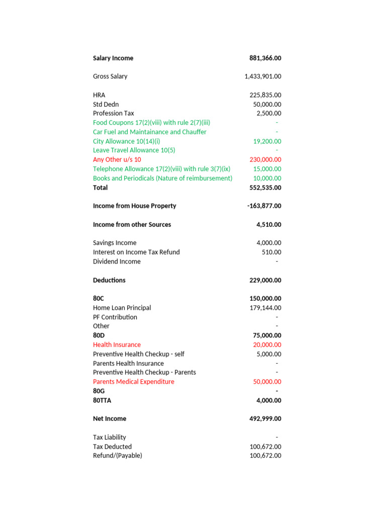 Tax Calculation Format | PDF | Income | Taxes