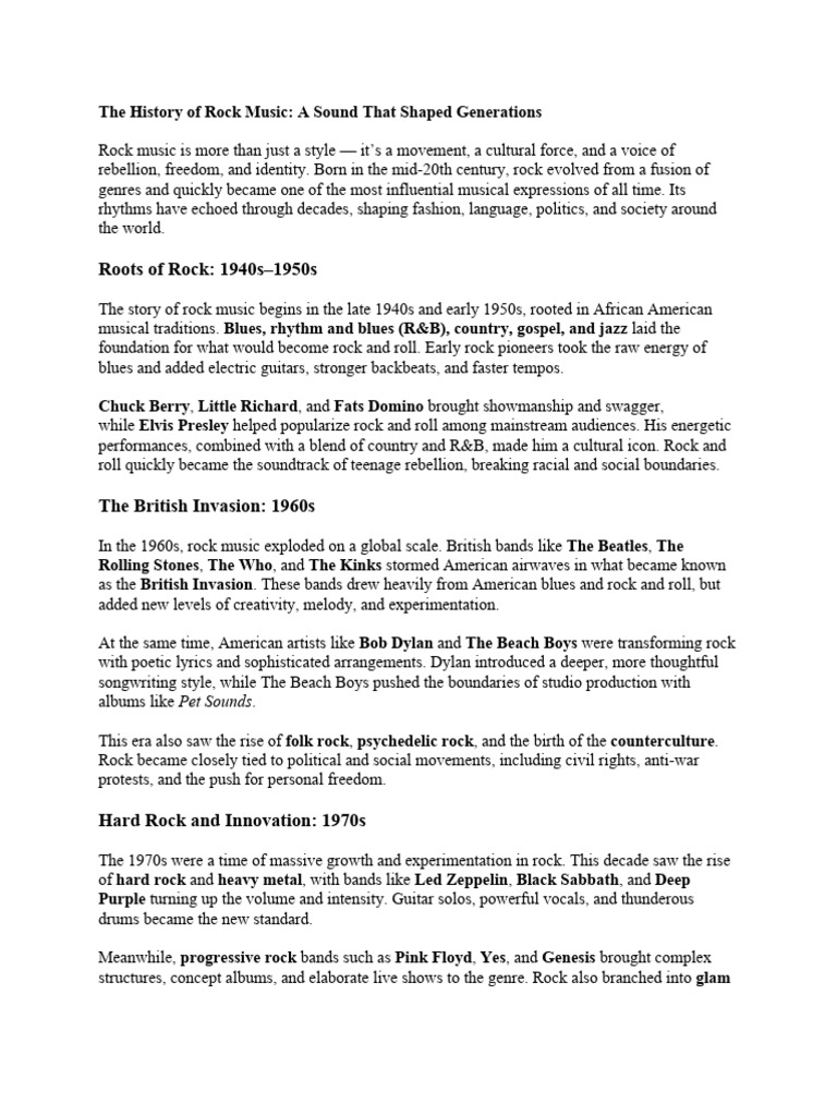 Evolution of Rock Music Through Decades | PDF | Rock Music | Rock And Roll