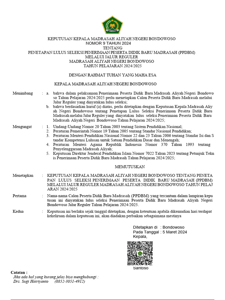 20240305033200SK Lulus Seleksi Administrasi PPDB Jalur Reguler 2024 | PDF