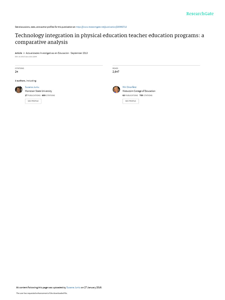 Technology_integration_in_physical_education_teach | PDF | Educational ...