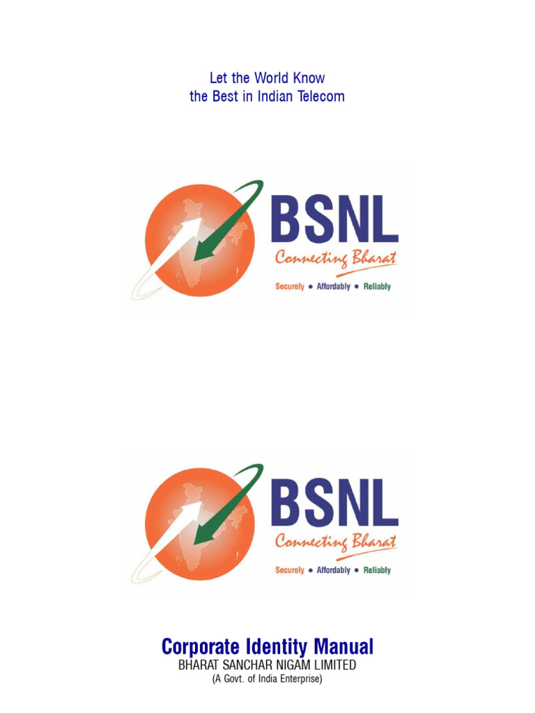 Corporate Brand Manual - BSNL | PDF | Color | Logos