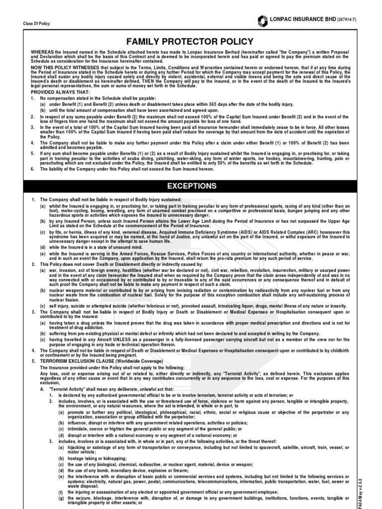 PA Family Protector | PDF | Insurance Policy | Insurance