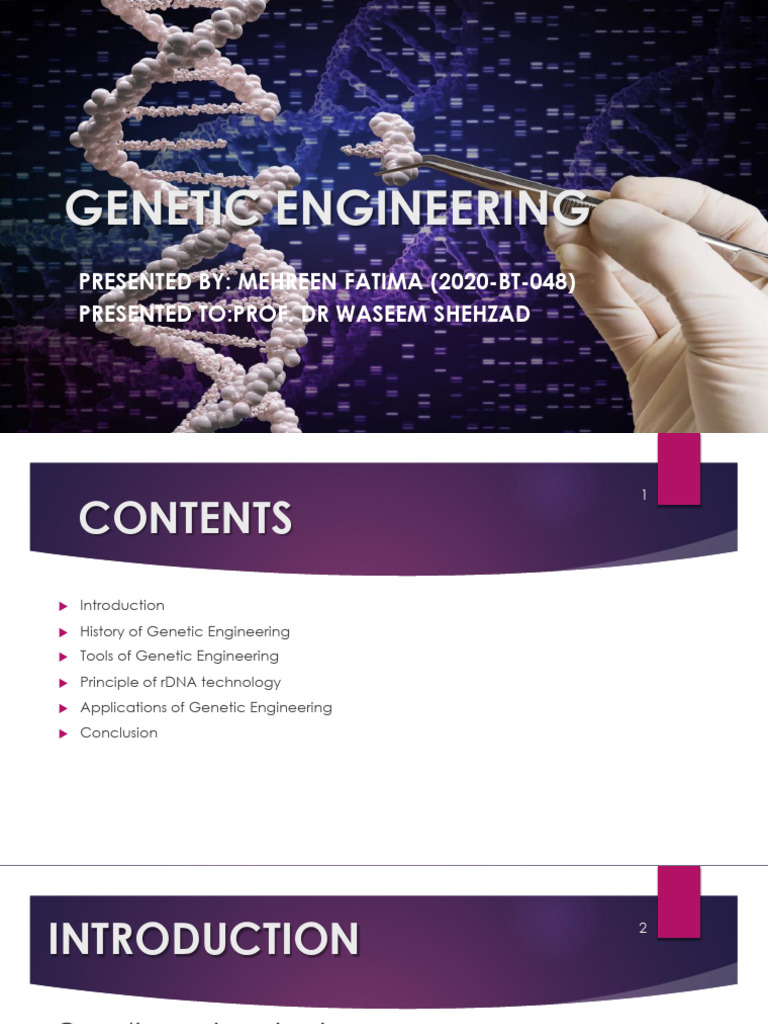 Presentation Genetic Engineering 2020bt048 | PDF | Genetic Engineering | Recombinant Dna