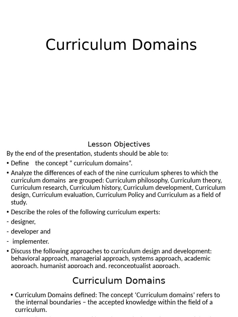 Lesson 3 Curriculum Domains | PDF | Curriculum | Teachers