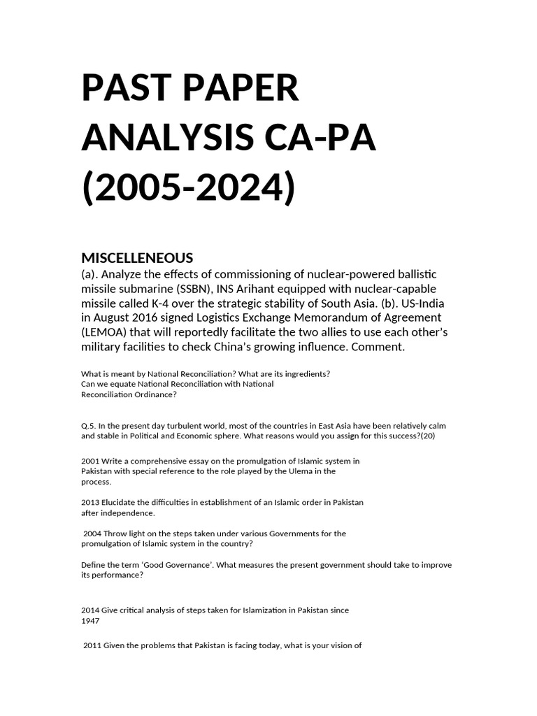 CSS 2024 Pakistan Affairs Past Paper Analysis | PDF | Pakistan ...