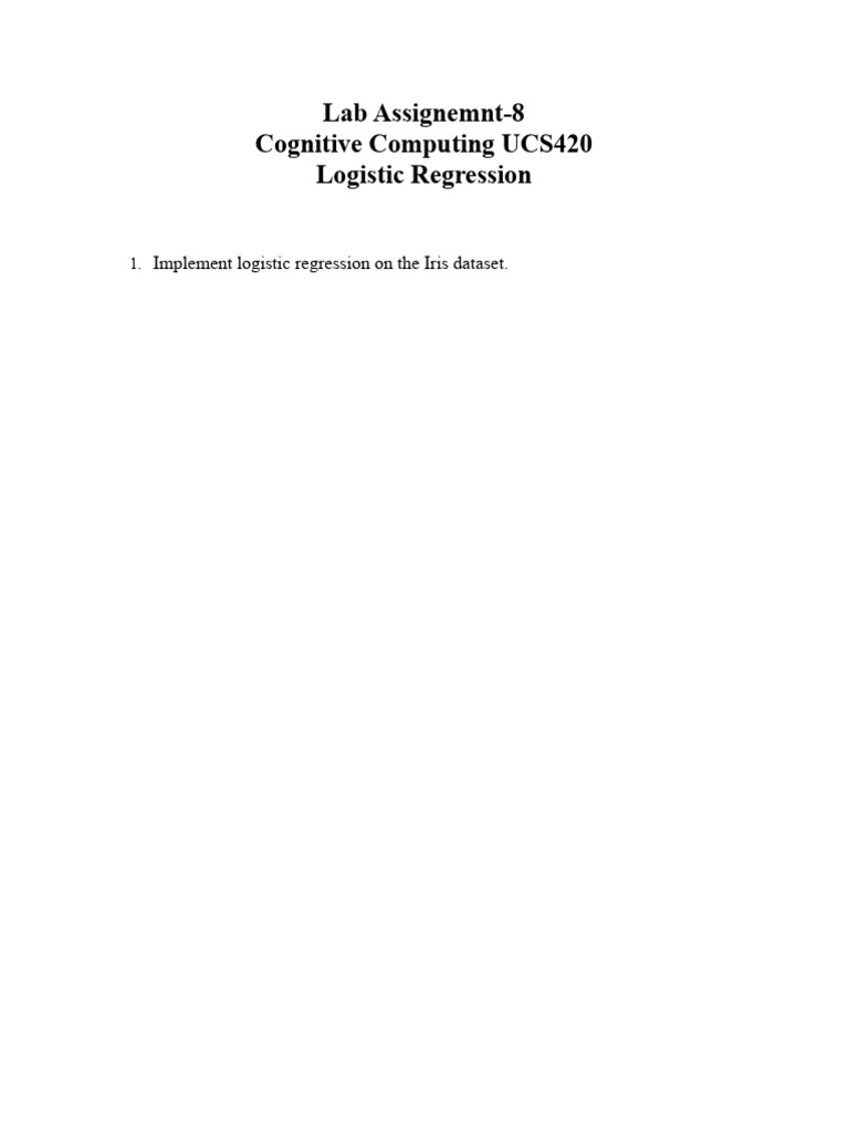 Assignment-8 (Logistic Regression) | PDF