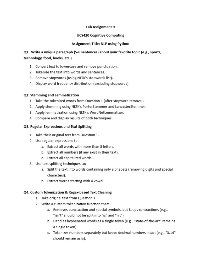Assignment-9 (NLP) | PDF