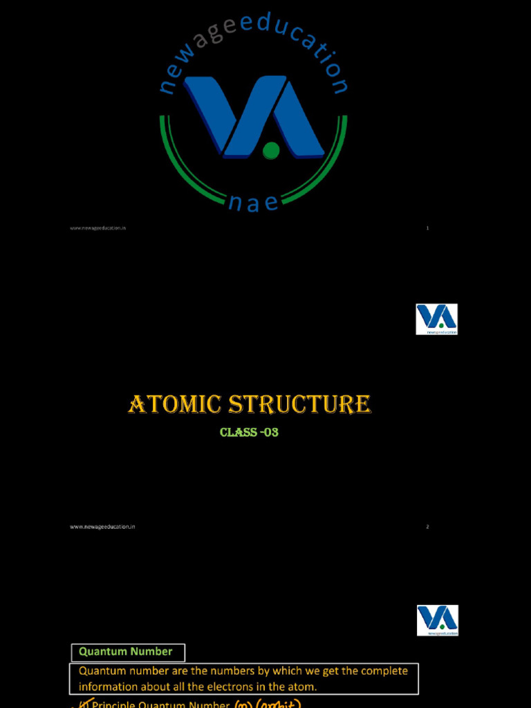 Atomic Structure Class 03 | PDF