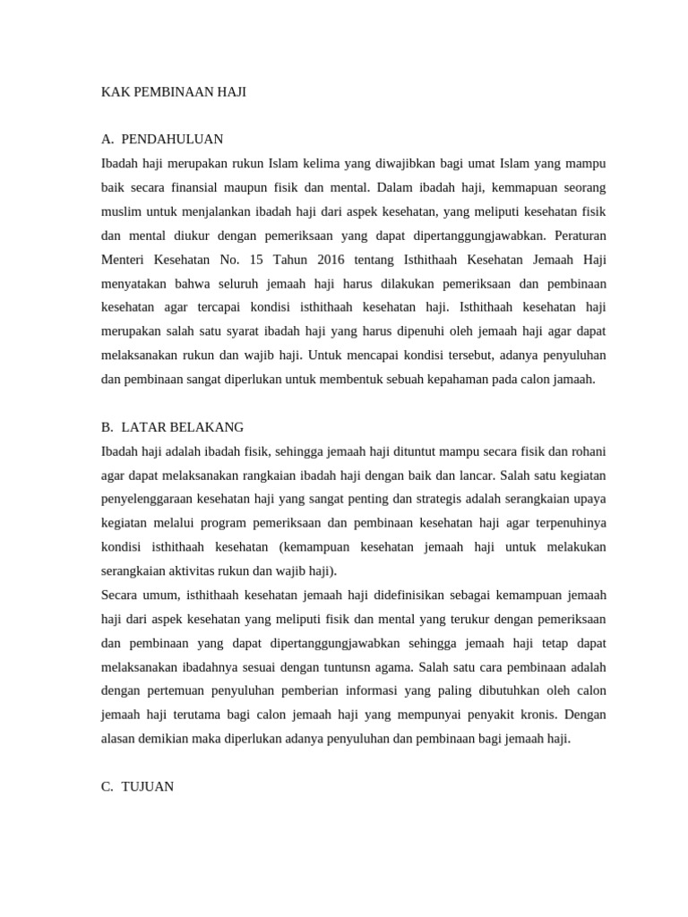 KAK PEMBINAAN HAJI | PDF