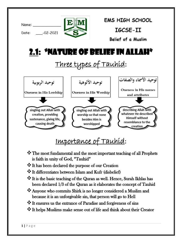 Importance and Impact of Tauhid in Islam | PDF | Tawhid | God In Islam
