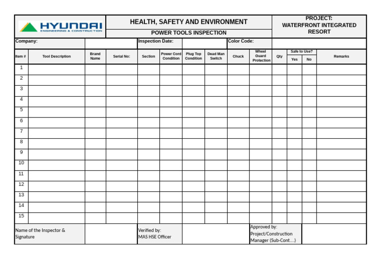 03 Power Tools Inspection Report | PDF