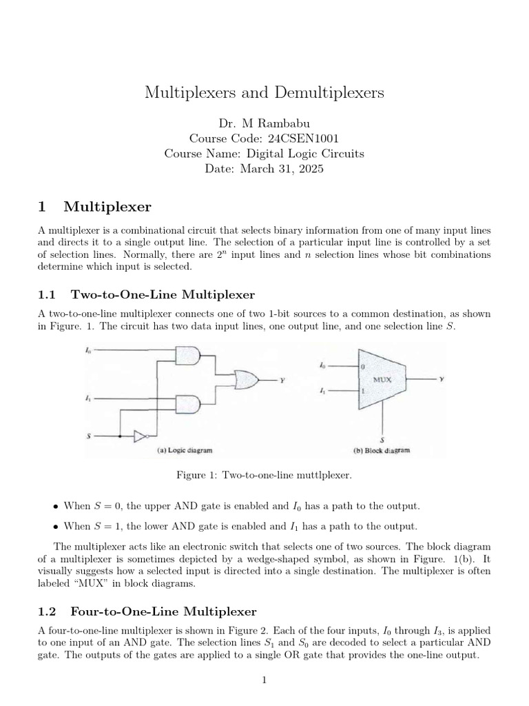 Multiplexer and Demultiplexer | PDF | Logic Gate | Computer Engineering