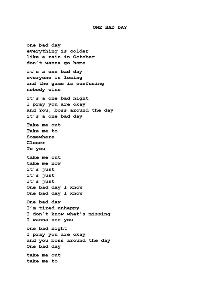 One Bad Day Poem | PDF
