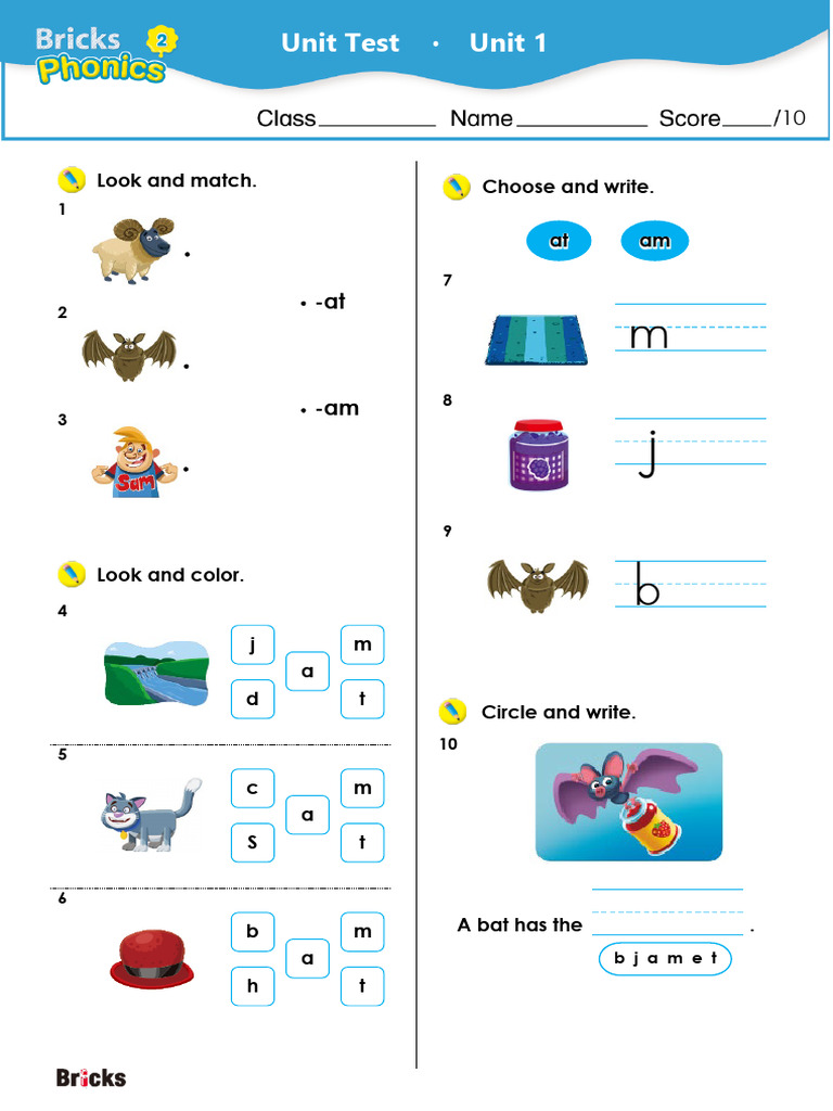 Bricks Phonics L2 Unit Test All (1-6) | PDF