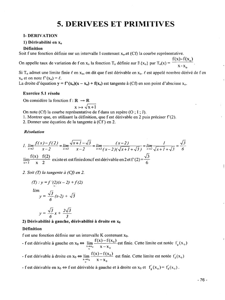 3 - Derivees & Primitives | PDF