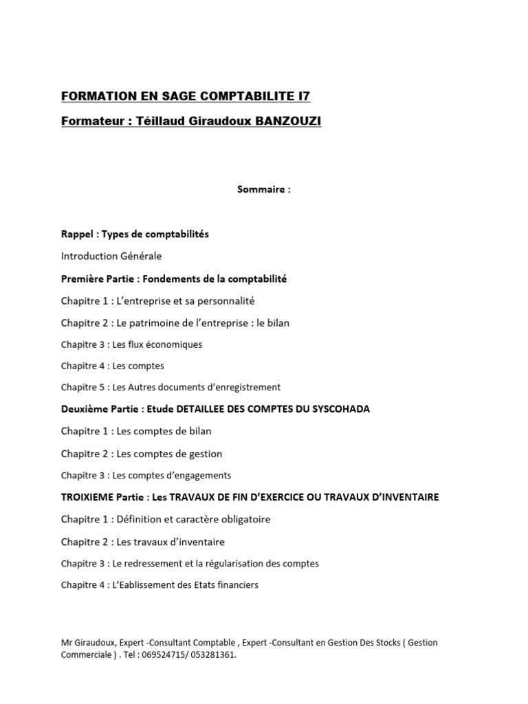 Formation en Sage Comptabilite I7, Good | PDF | Comptabilité | Capitaux propres