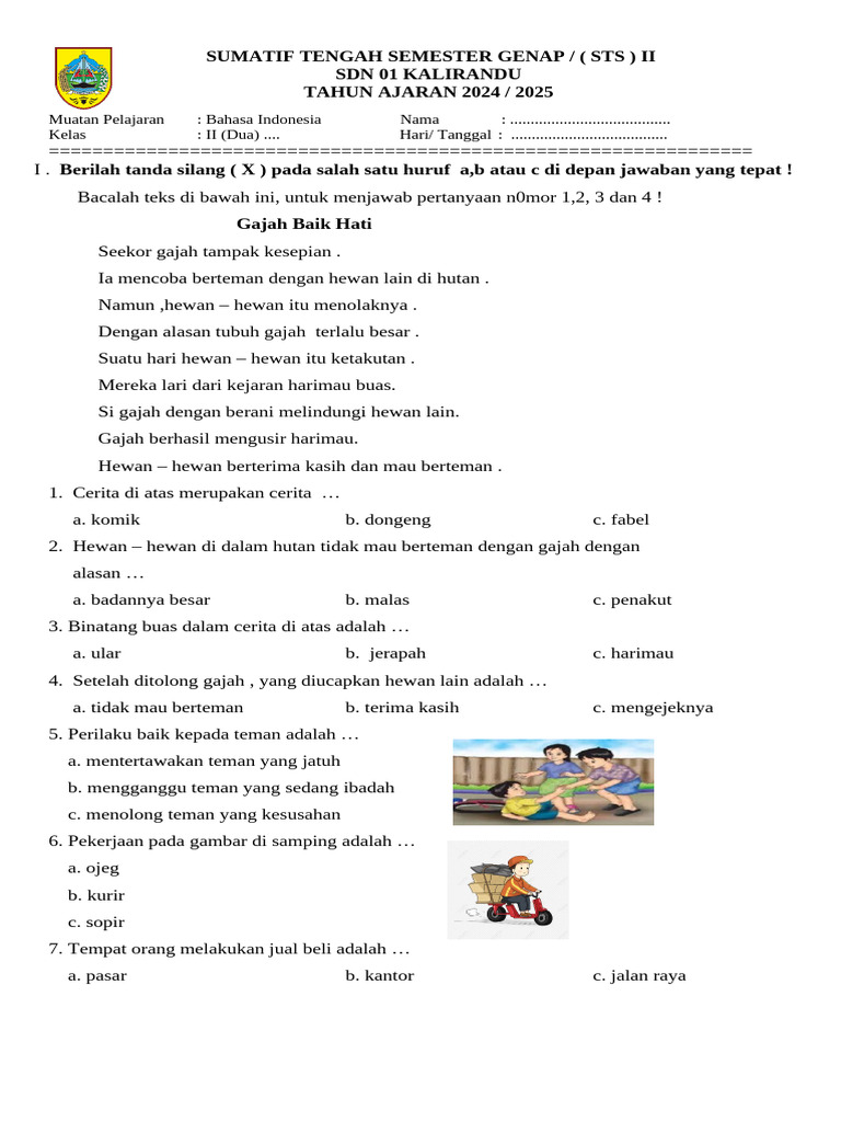 Soal STS B.Indonesia Semester Genap | PDF