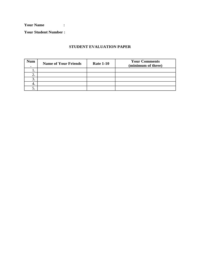 Student Evaluation | PDF