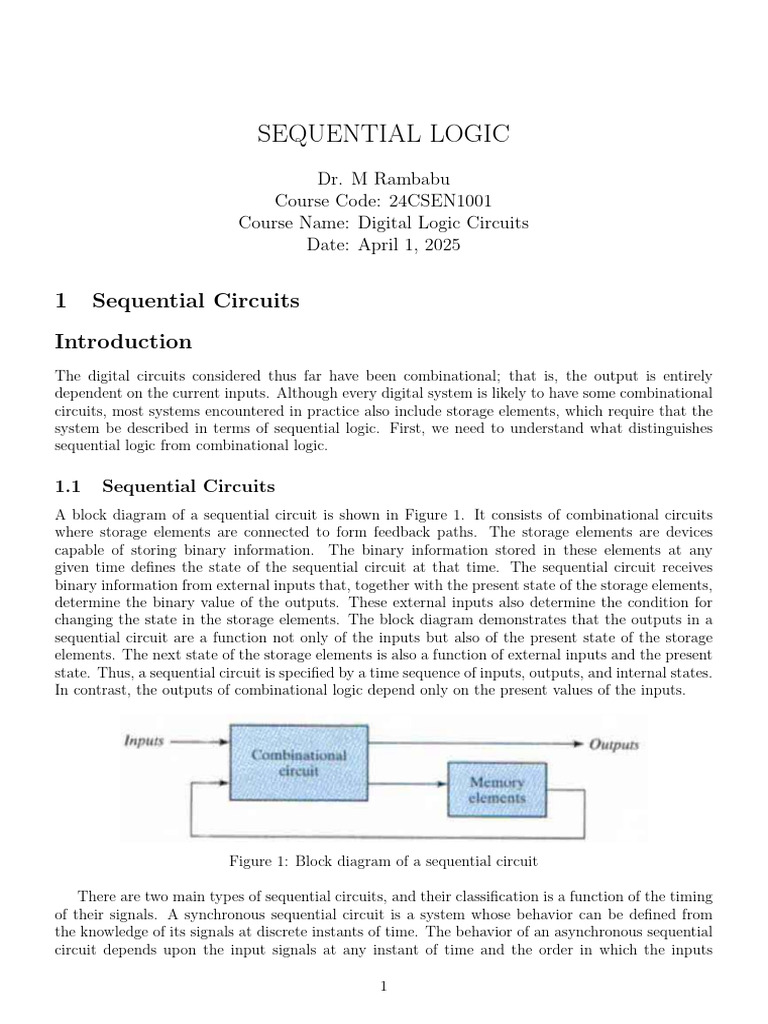 Sequential Circuits - Introduction and Lateches | PDF | Logic Gate ...