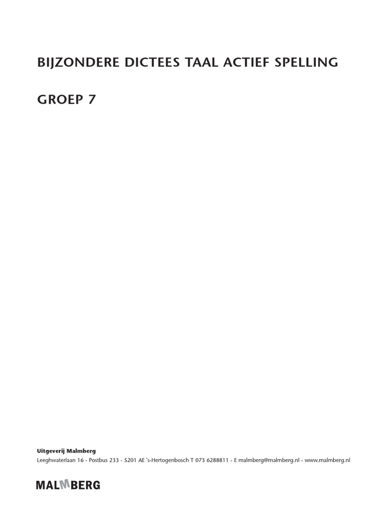 Bijzondere Dictees Taal Actief Spelling Groep 7 - Compress | PDF