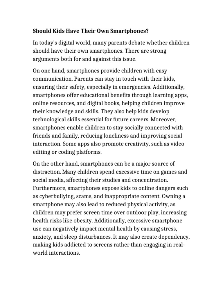 Should Kids Have Smartphones | PDF