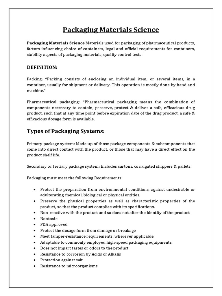 Factors in Pharmaceutical Packaging | PDF | Glasses | Plastic