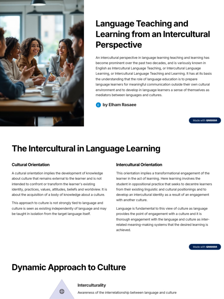 Language Teaching and Learning From An Intercultural Perspective | PDF ...