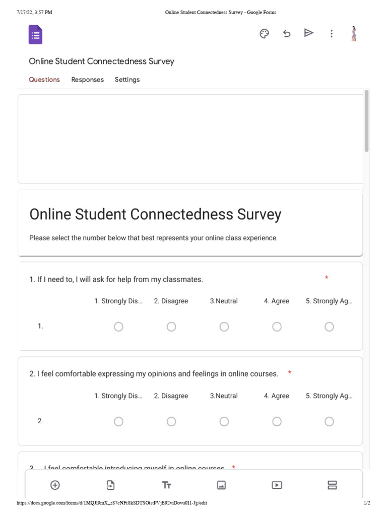 Online Student Connectedness Survey - Google Forms | PDF