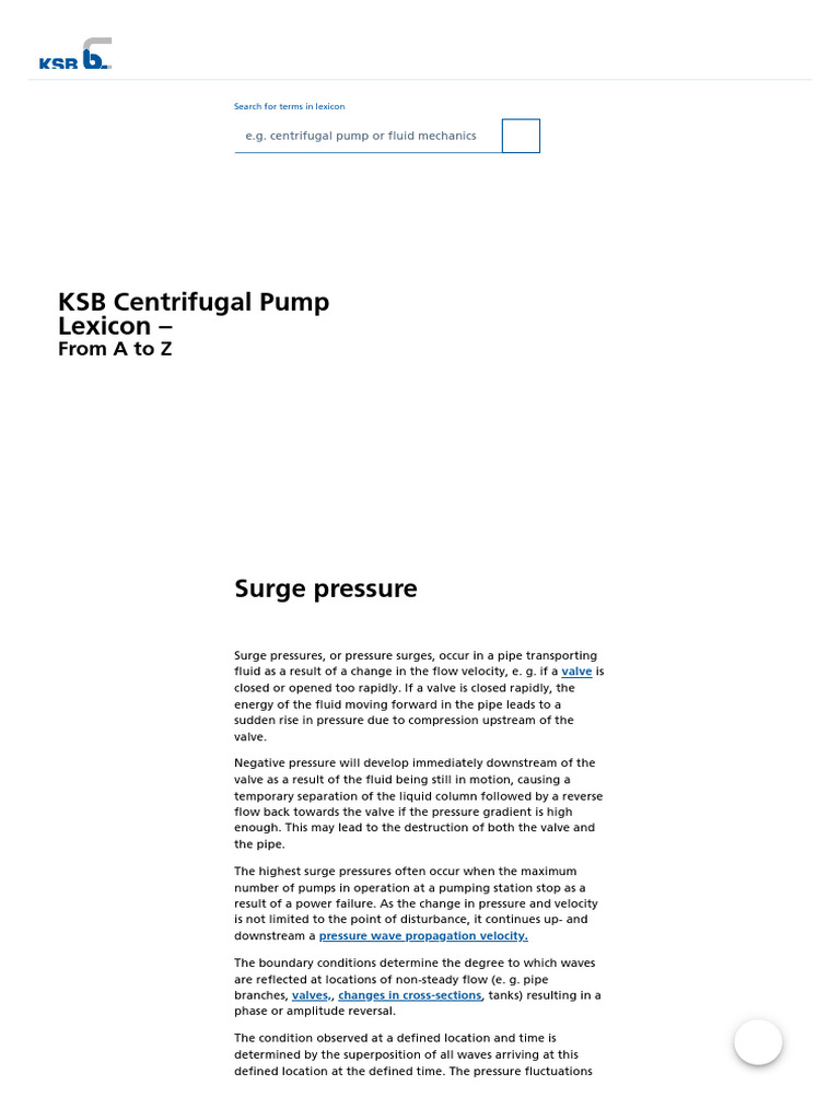 Understanding Surge Pressure in Pipelines | PDF | Pressure | Pump