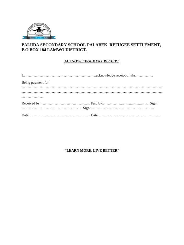 Acknowledgment Receipt - Paluda Secondary School | PDF