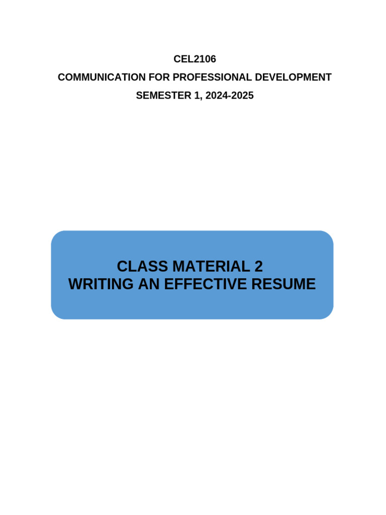 Effective Resume Writing Guide | PDF | Résumé