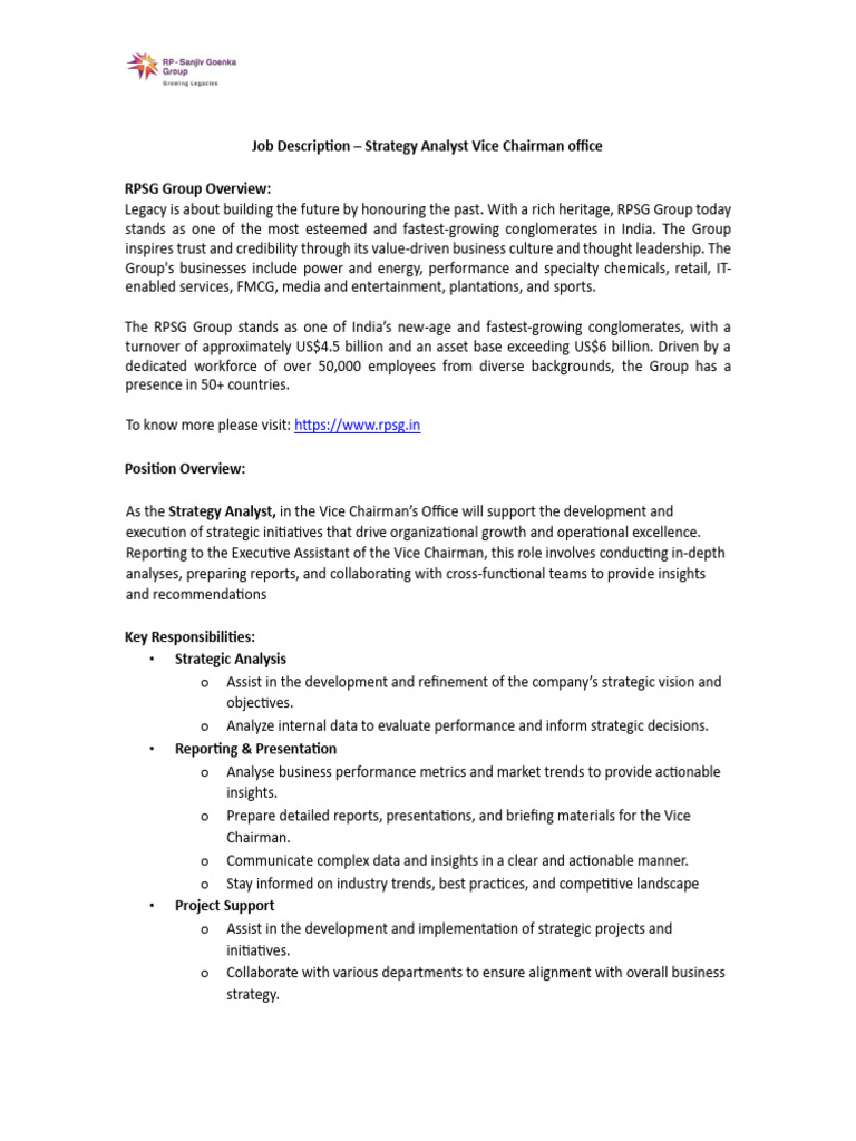 JD - Strategy Analyst Vice Chairman Office | PDF | Strategic Management ...