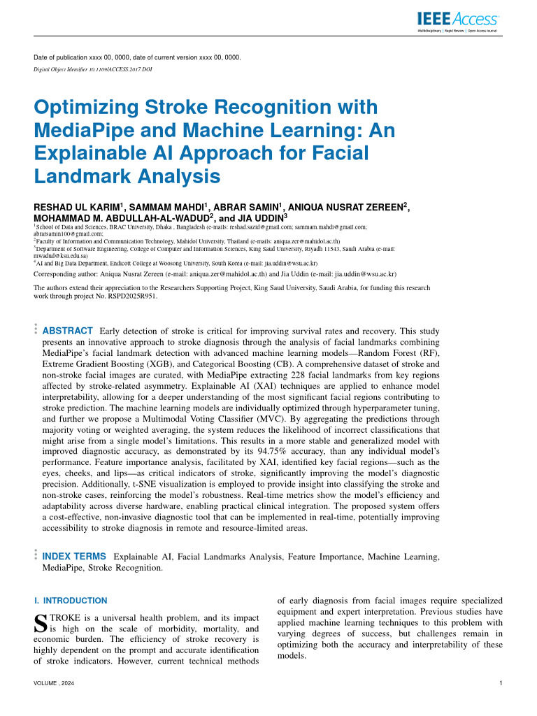 Optimizing Stroke Recognition With MediaPipe and Machine Learning an Explainable AI Approach for ...