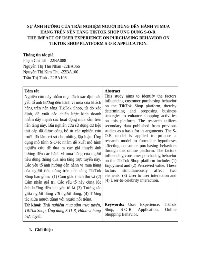 Bài NCKH - Nhóm TTTN | PDF