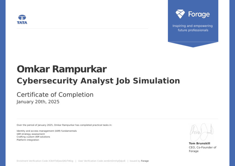 TATA Forage Cyber Securitycertificate | PDF