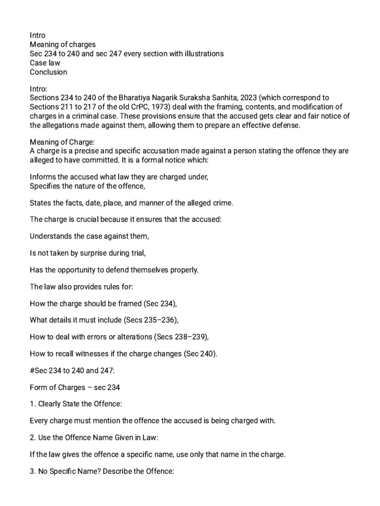 Charges Under BNSS: Form and Content | PDF | Crimes | Crime & Violence