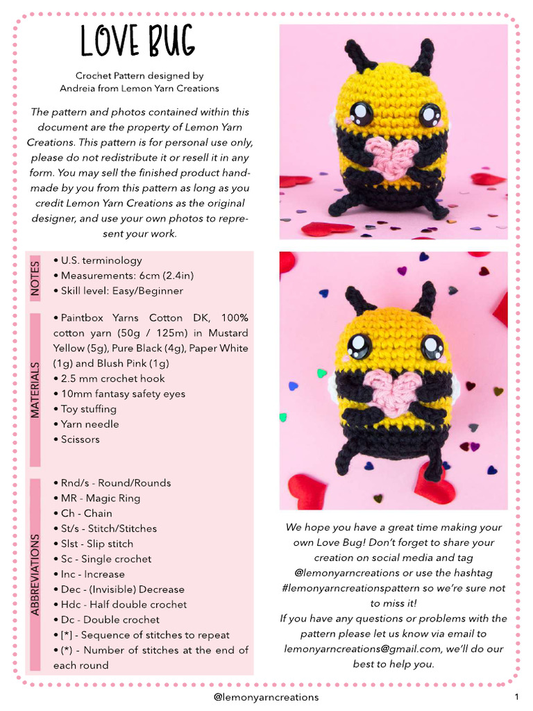 Love Bug Crochet Pattern Guide | PDF