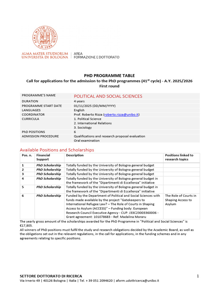 41 - PHD Programme Table - PoliticalSocialSciences | PDF | Doctor Of ...