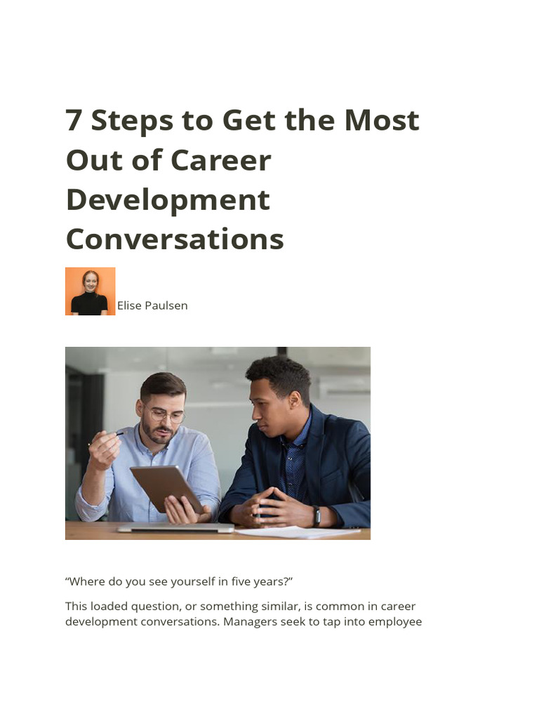 7 Steps to Get the Most Out of Career Development Conversations | PDF ...