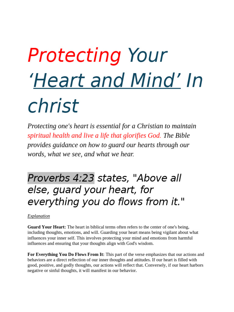 Guard Your Heart | PDF | Soul | Fruit Of The Holy Spirit