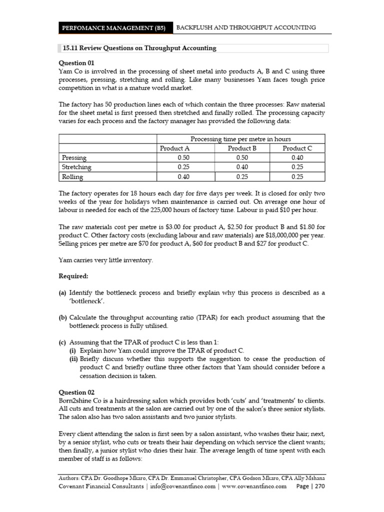 Backflush and Throughput Accounting (New) | PDF | Lean Manufacturing ...