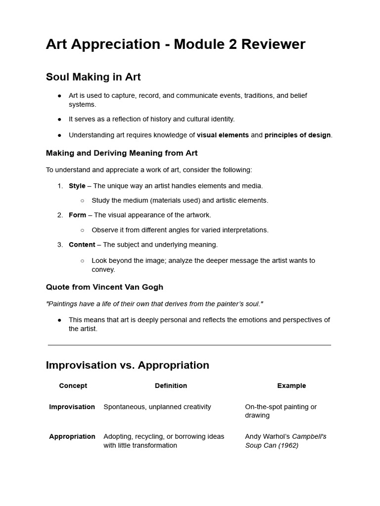Module 2 Reviewer Art App. Midterms | PDF | Paintings | The Arts
