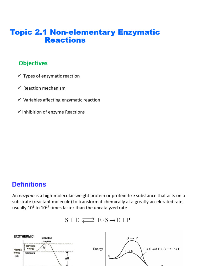 Topic 2.1 Non-Elementary Enzymatic Reactions | PDF | Enzyme Inhibitor ...