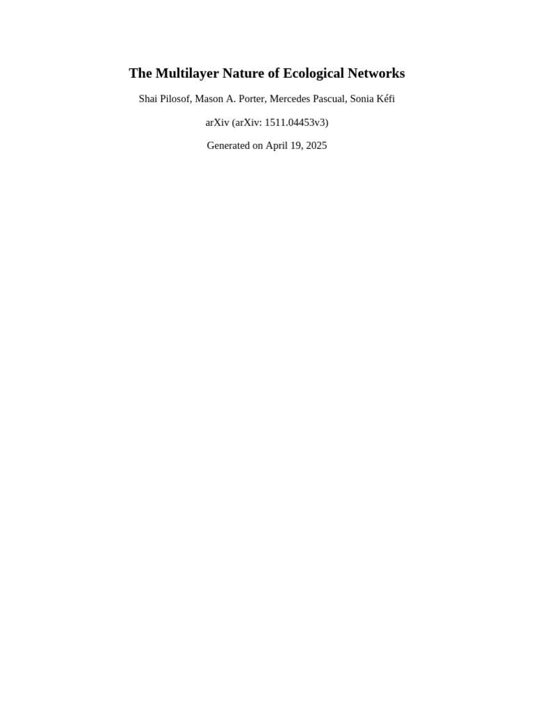 The Multilayer Nature of Ecological Networks | PDF | Food Web | Ecology