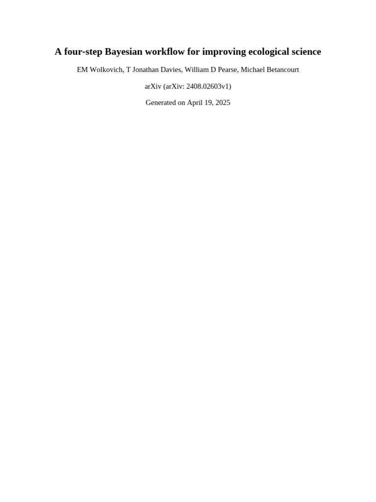 A Four-step Bayesian Workflow for Improving Ecolog | PDF | Statistical Inference | Statistics