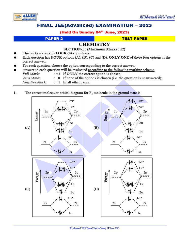 JEE-Advanced-2023-Paper-2-Chemistry | PDF | Mole (Unit) | Colloid