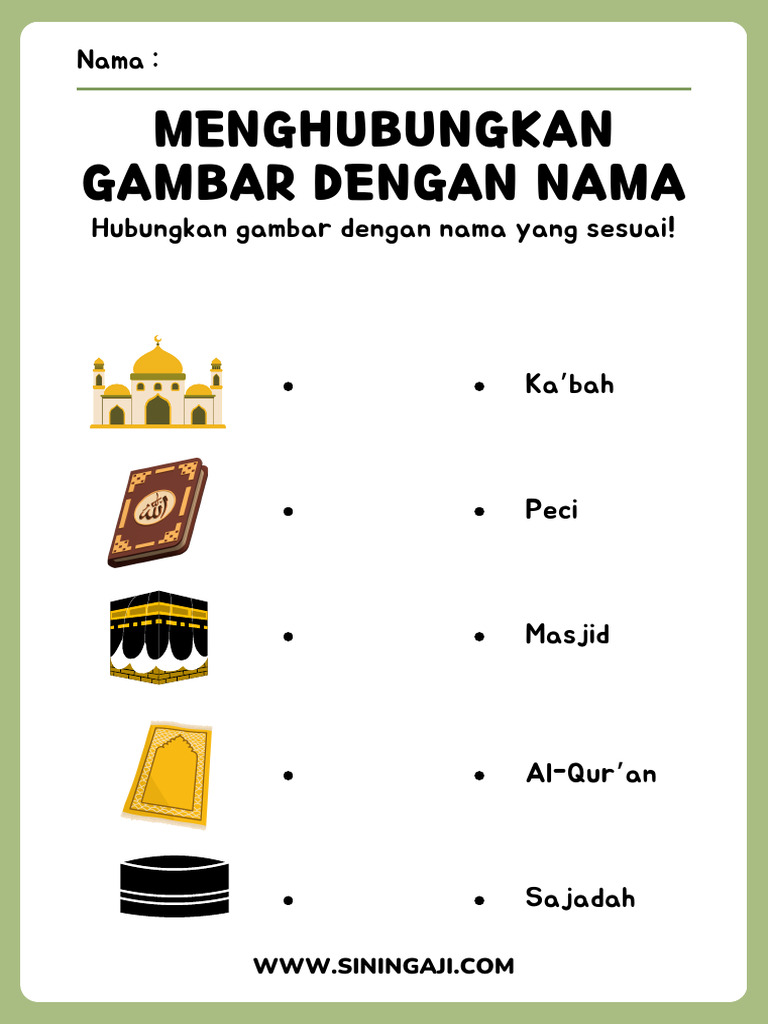 Worksheet Tracing Menghubungkan Gambar Dengan Nama Yang Sesuai | PDF